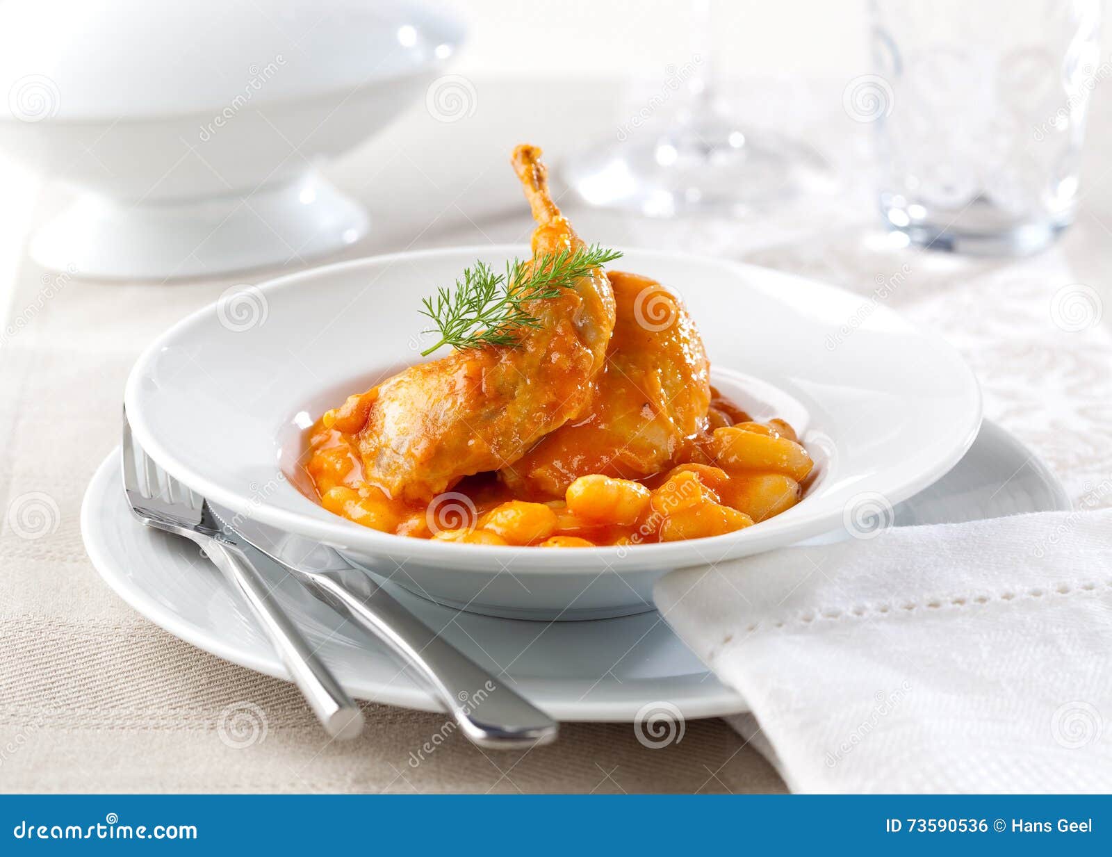 Quail with white beans stock photo. Image of recipe, hotpot - 73590536
