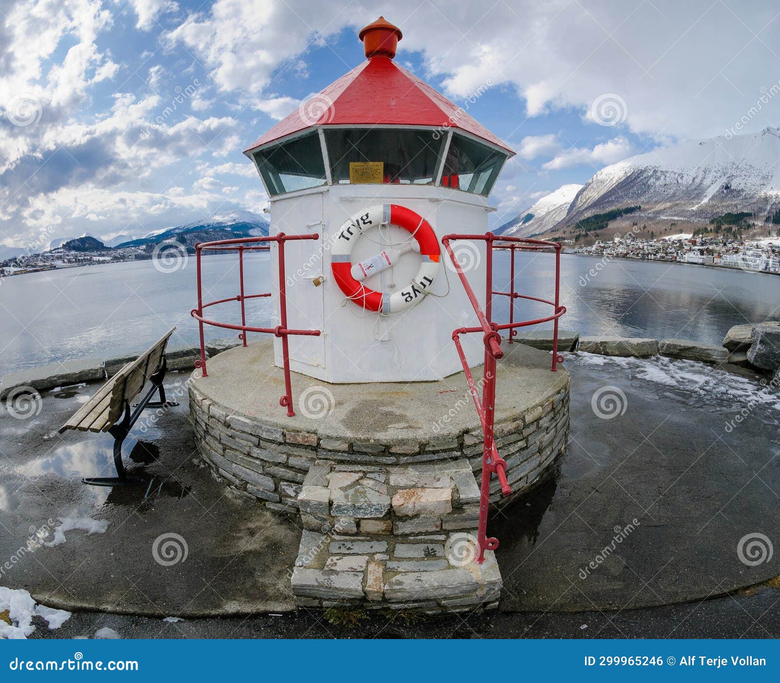 A Quaint Lighthouse on a Dock Stock Photo - Image of harbor, peaceful ...