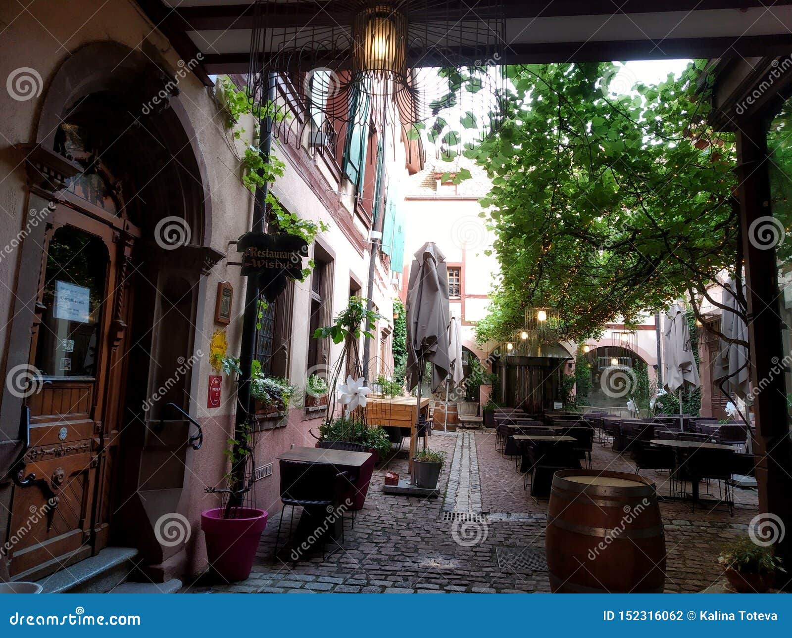 Quaint Restaurant in the Interior Courtyard of a Typical Colmar House ...