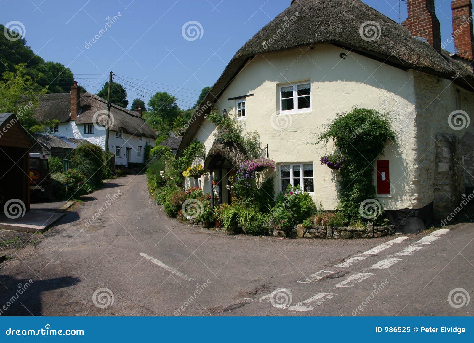 Quaint thatched cottage stock image. Image of house, whitewashed - 986525