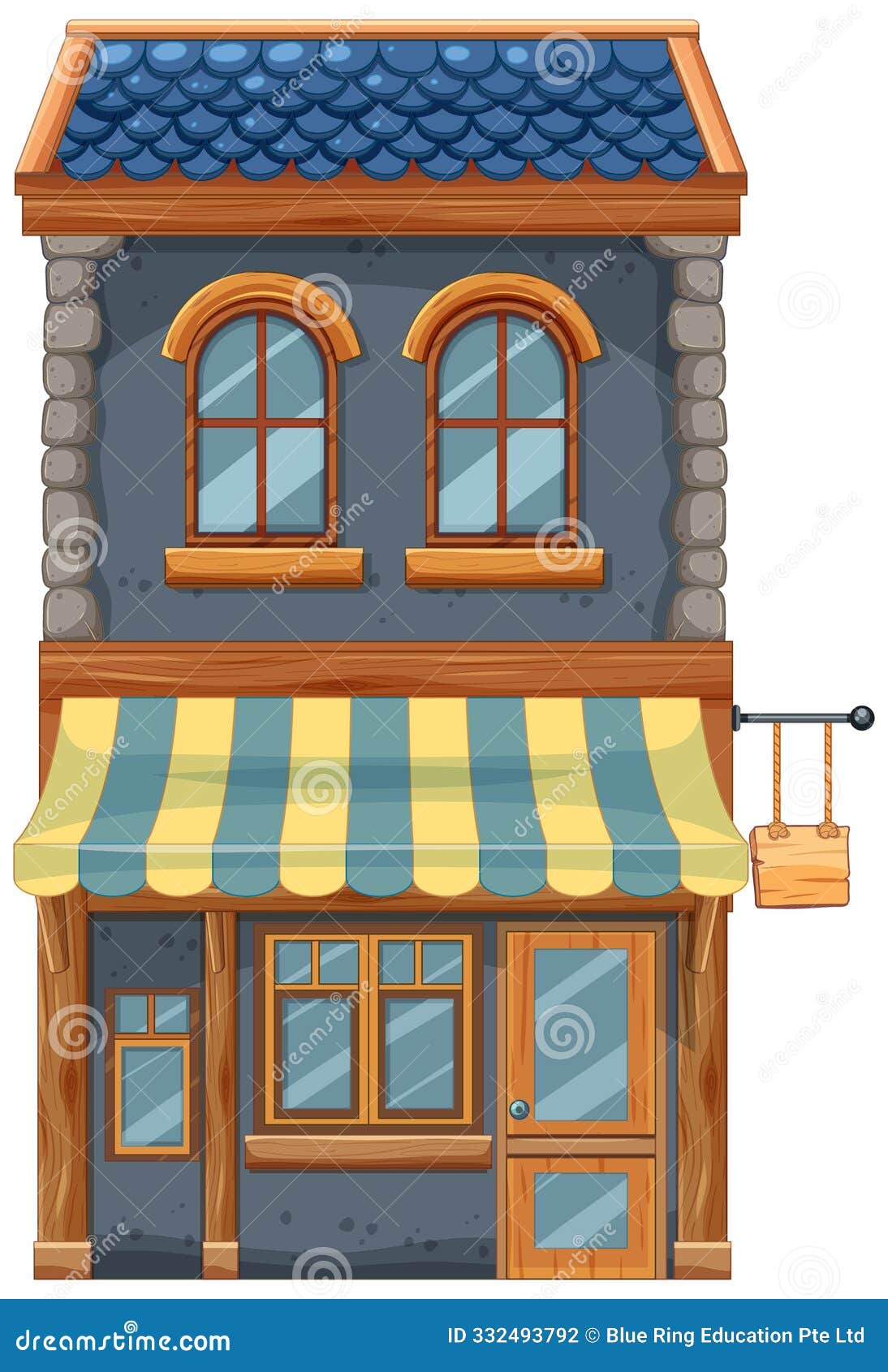 A quaint two-story shop stock illustration. Illustration of vector ...