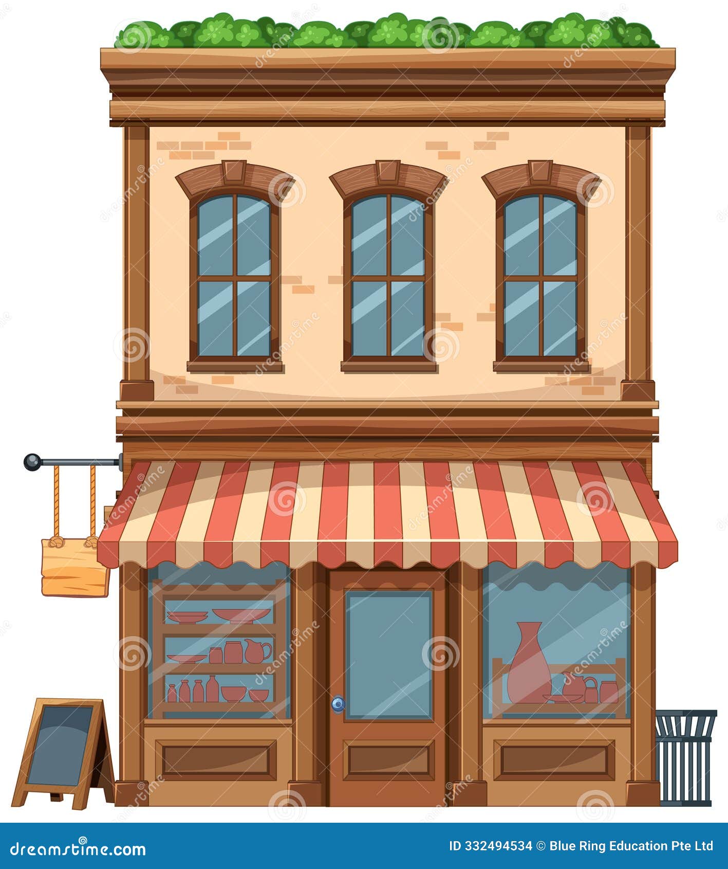 A quaint, two-story shop stock illustration. Illustration of exterior ...