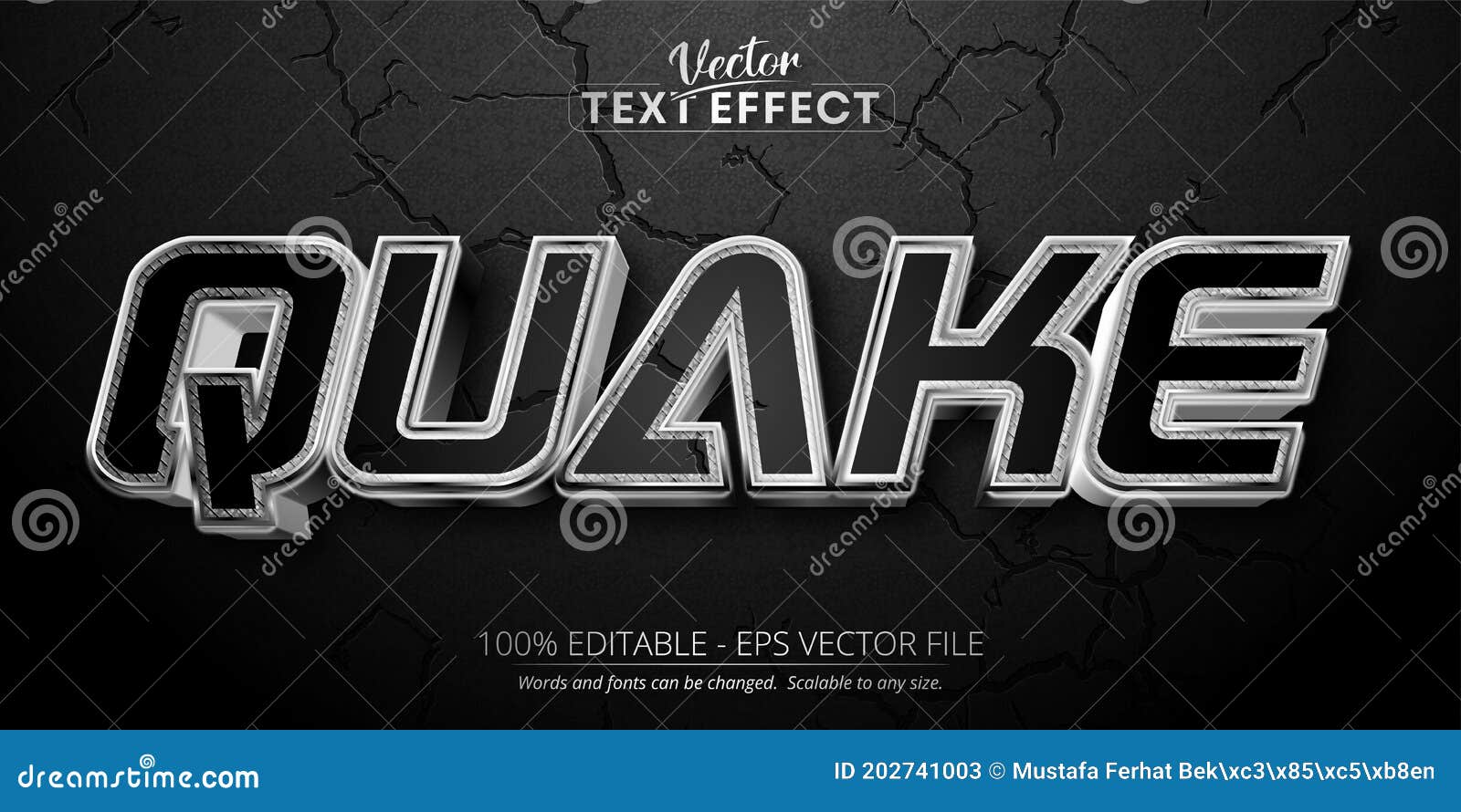 Quake Text, Shiny Silver Style Editable Text Effect on Black Color ... Quake Text, Shiny Silver Style Editable Text Effect on Black Color ...