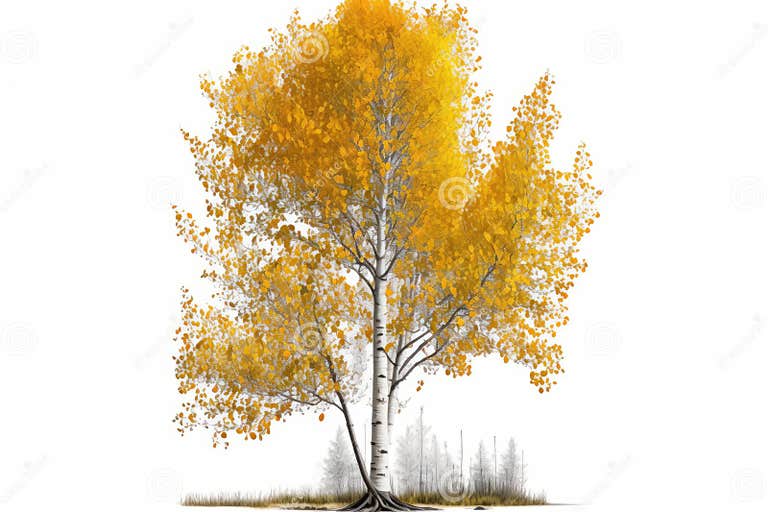 Quaking Aspen Tree on a White Background. Generative AI Stock ...