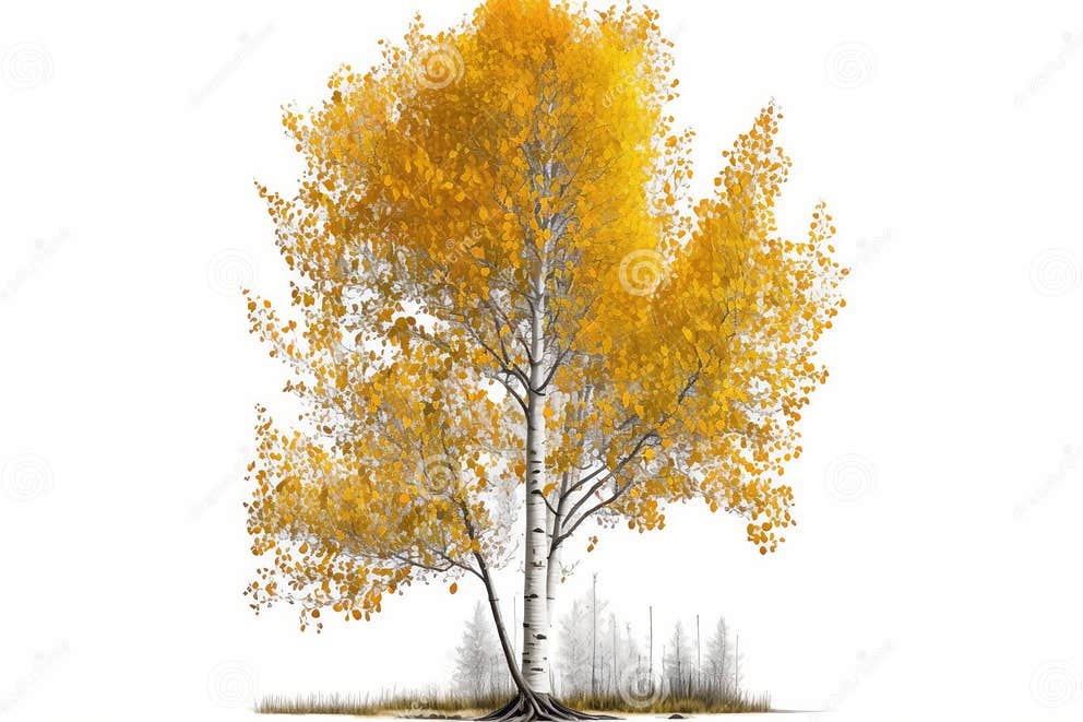 Quaking Aspen Tree on a White Background. Generative AI Stock ...