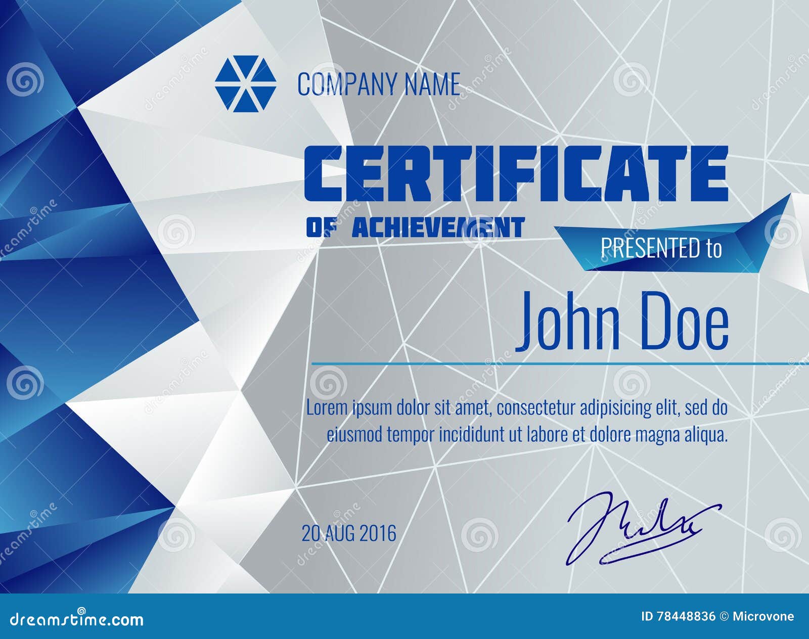 Qualification Certificate Vector Modern Template with Polygonal ...