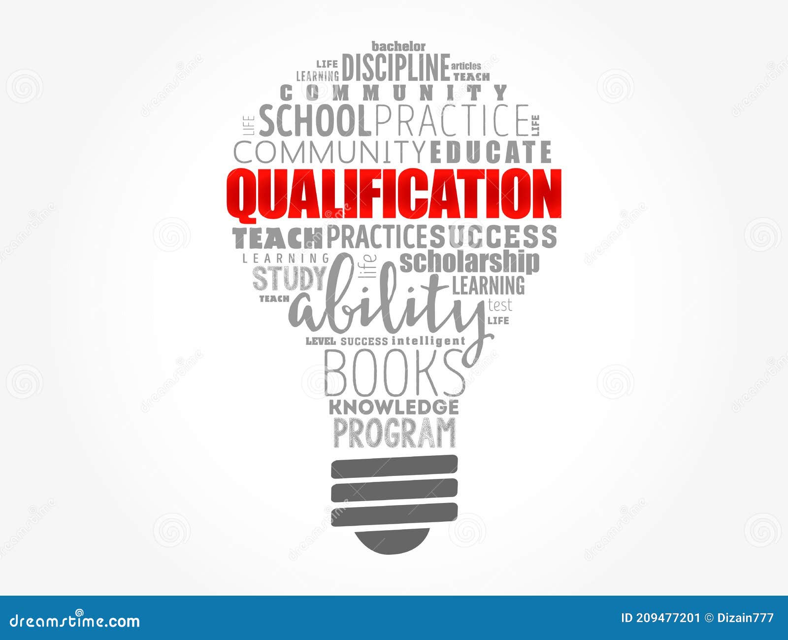 Qualification Light Bulb Word Cloud, Education Business Concept ...