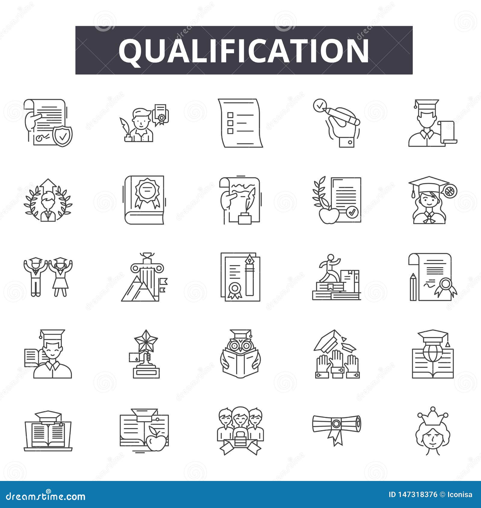 Qualification Line Icons, Signs, Vector Set, Linear Concept, Outline ...