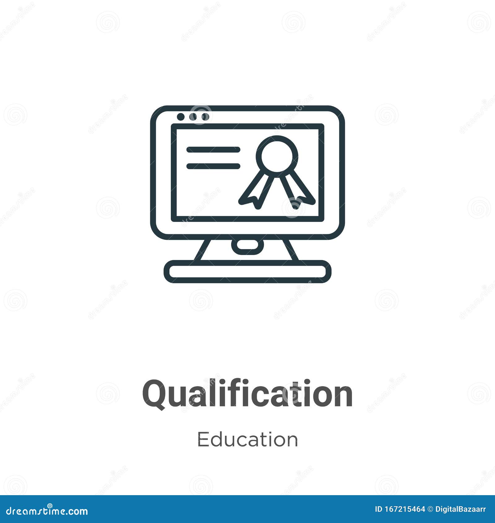 Qualification Outline Vector Icon. Thin Line Black Qualification Icon ...