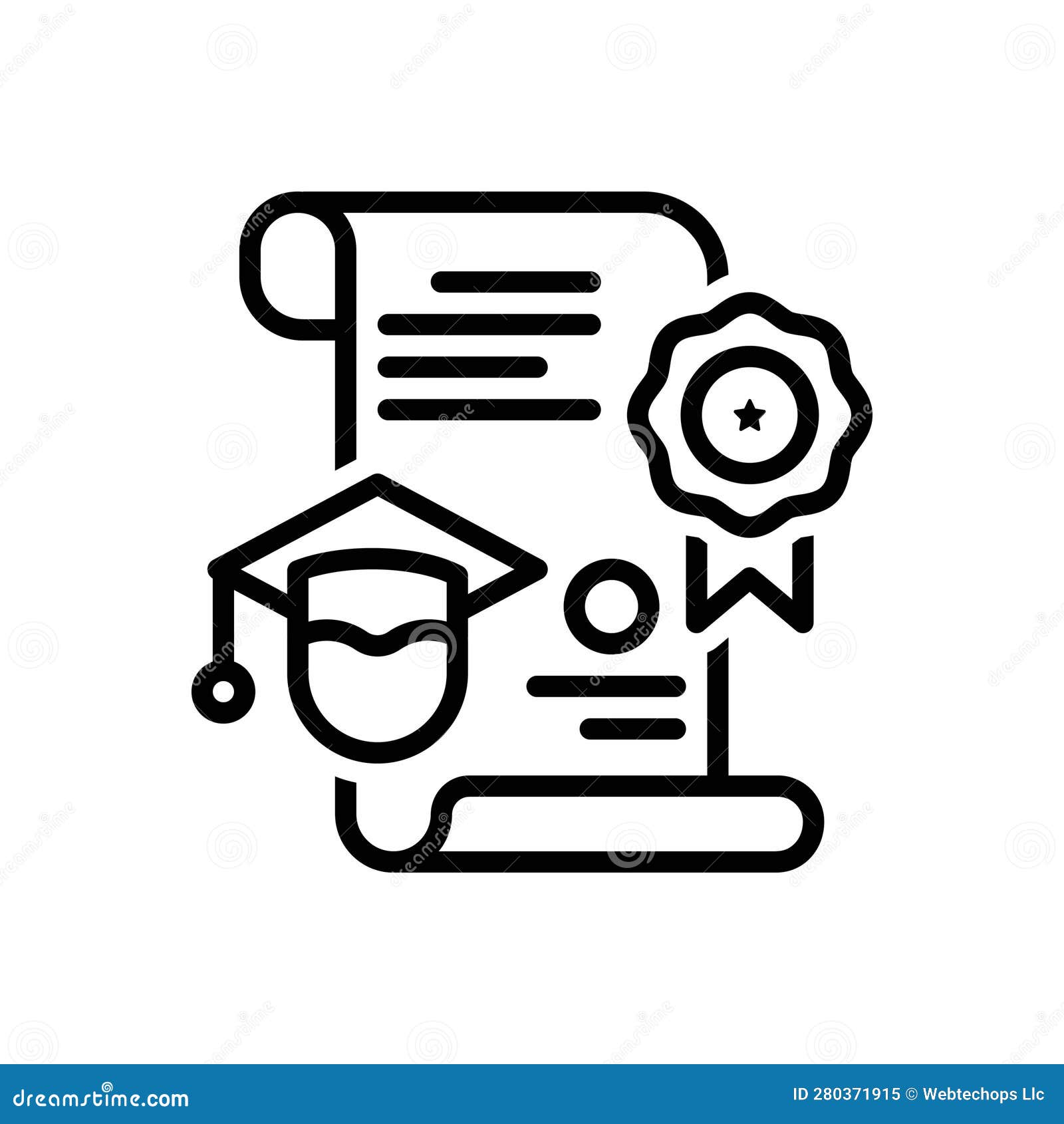 Black Line Icon for Qualifications, Merit and Degree Stock Vector ...