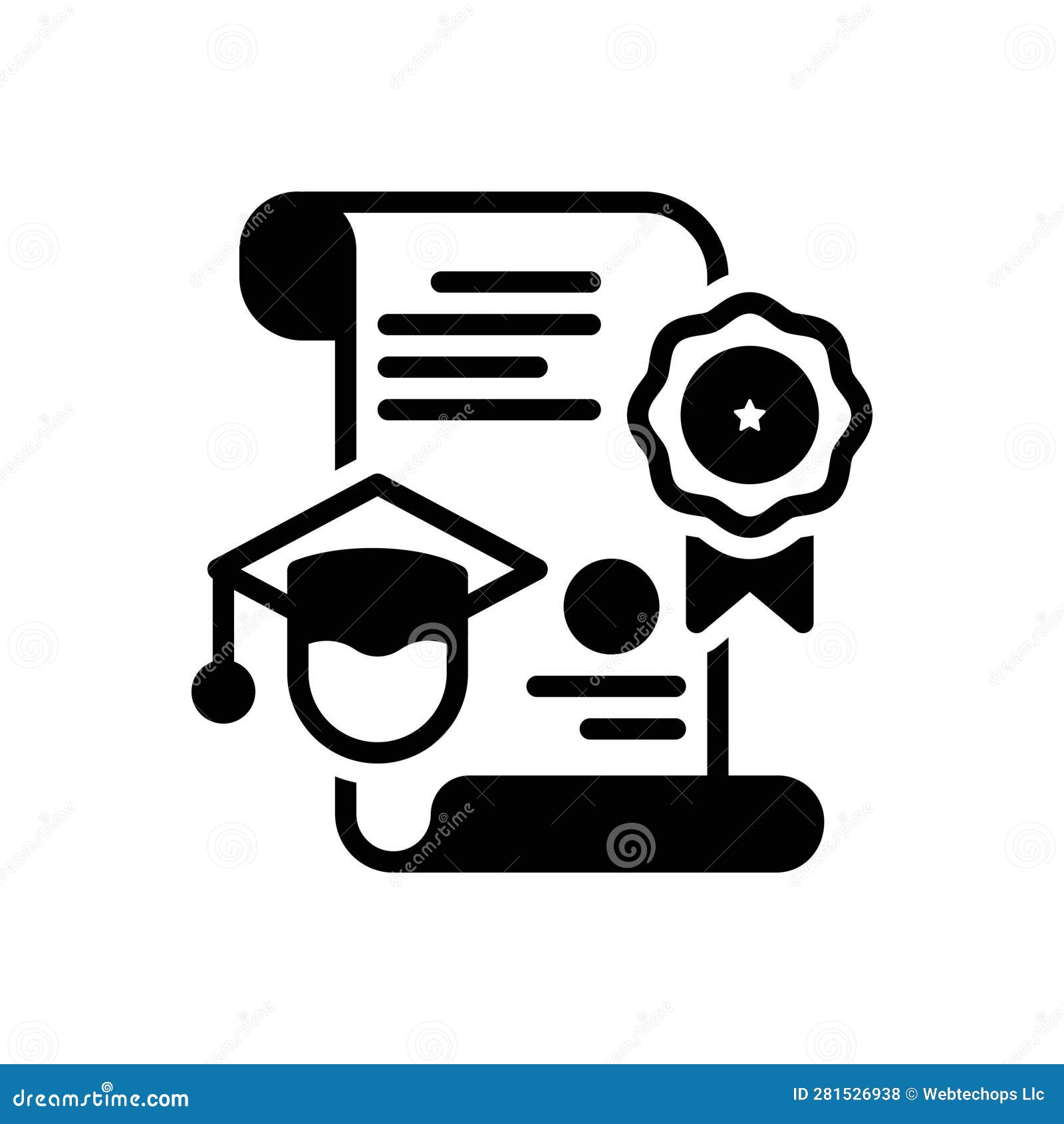 Black Solid Icon for Qualifications, Merit and Diploma Stock Vector ...