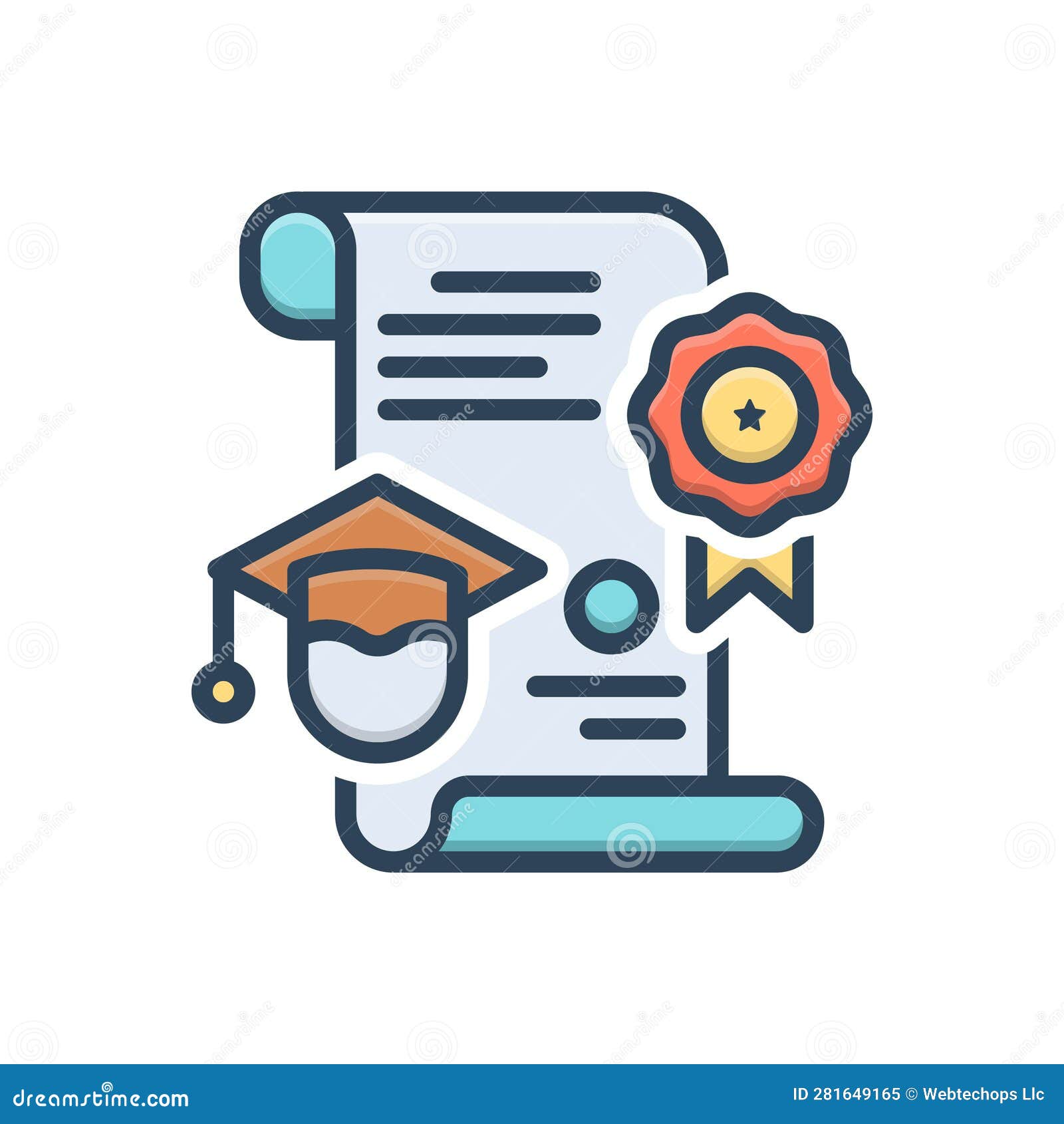 Color Illustration Icon for Qualifications, Merit and Degree Stock ...