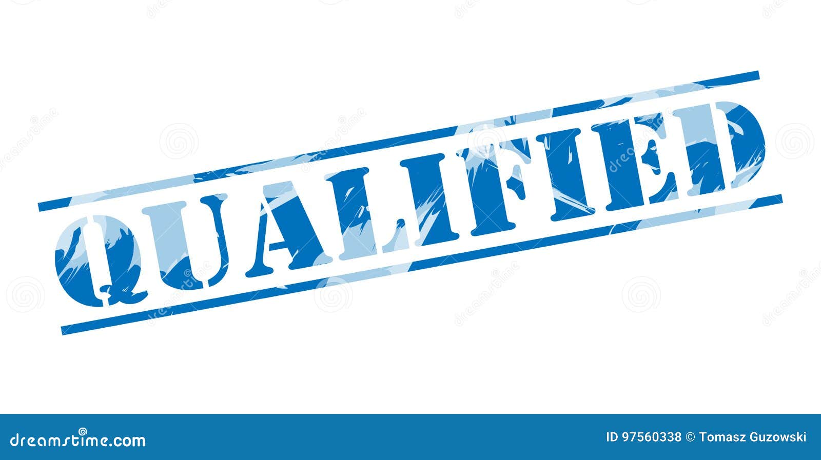 Qualified blue stamp stock illustration. Illustration of banner - 97560338