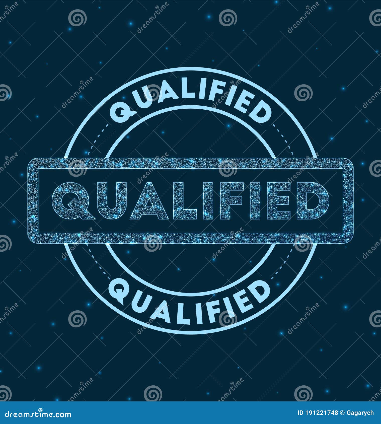 Qualified. Glowing Round Badge Stock Vector - Illustration of business ...