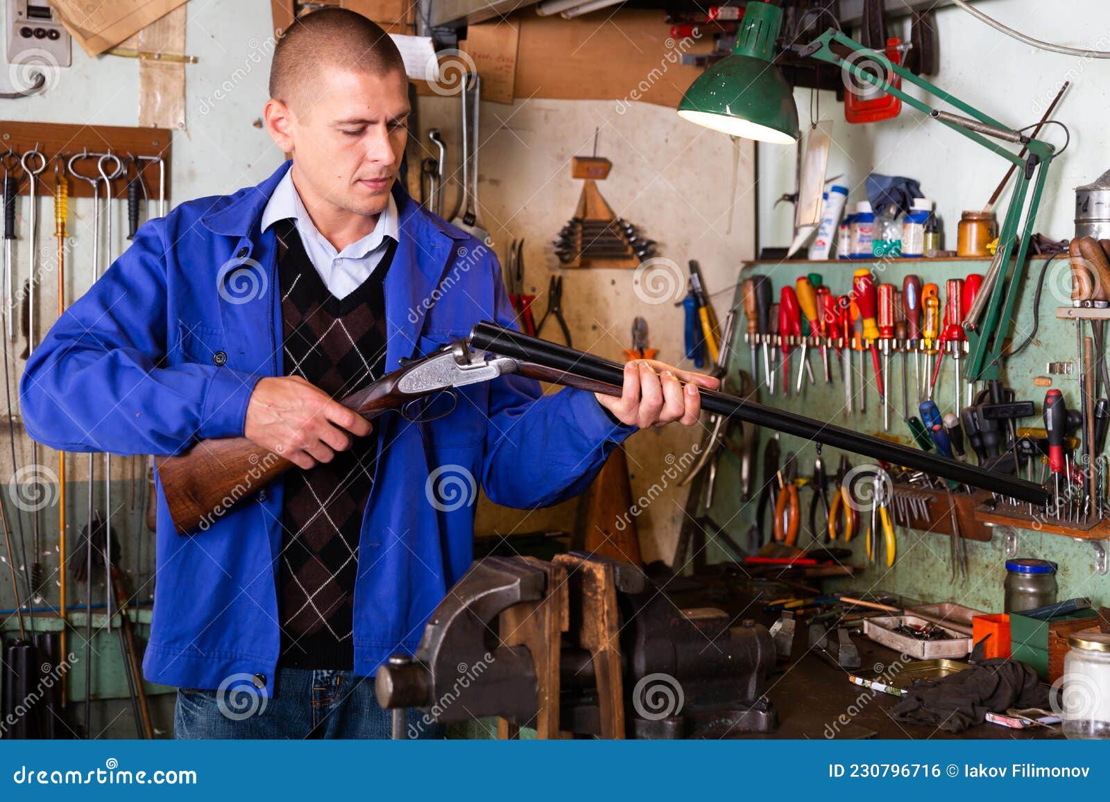Gunsmith Performing Checkout of Horizontal Double Rifle in Weapons ...