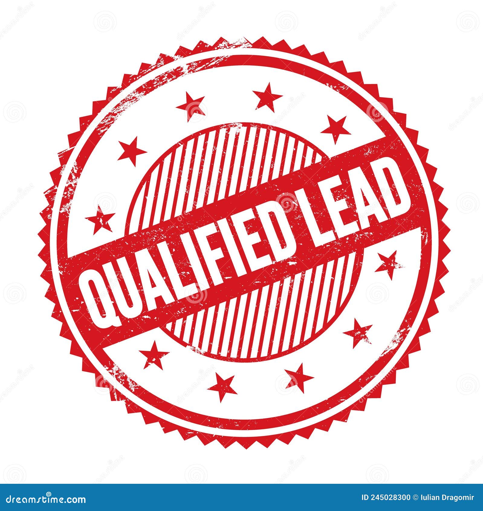 QUALIFIED LEAD Text Written on Red Grungy Round Stamp Stock ...