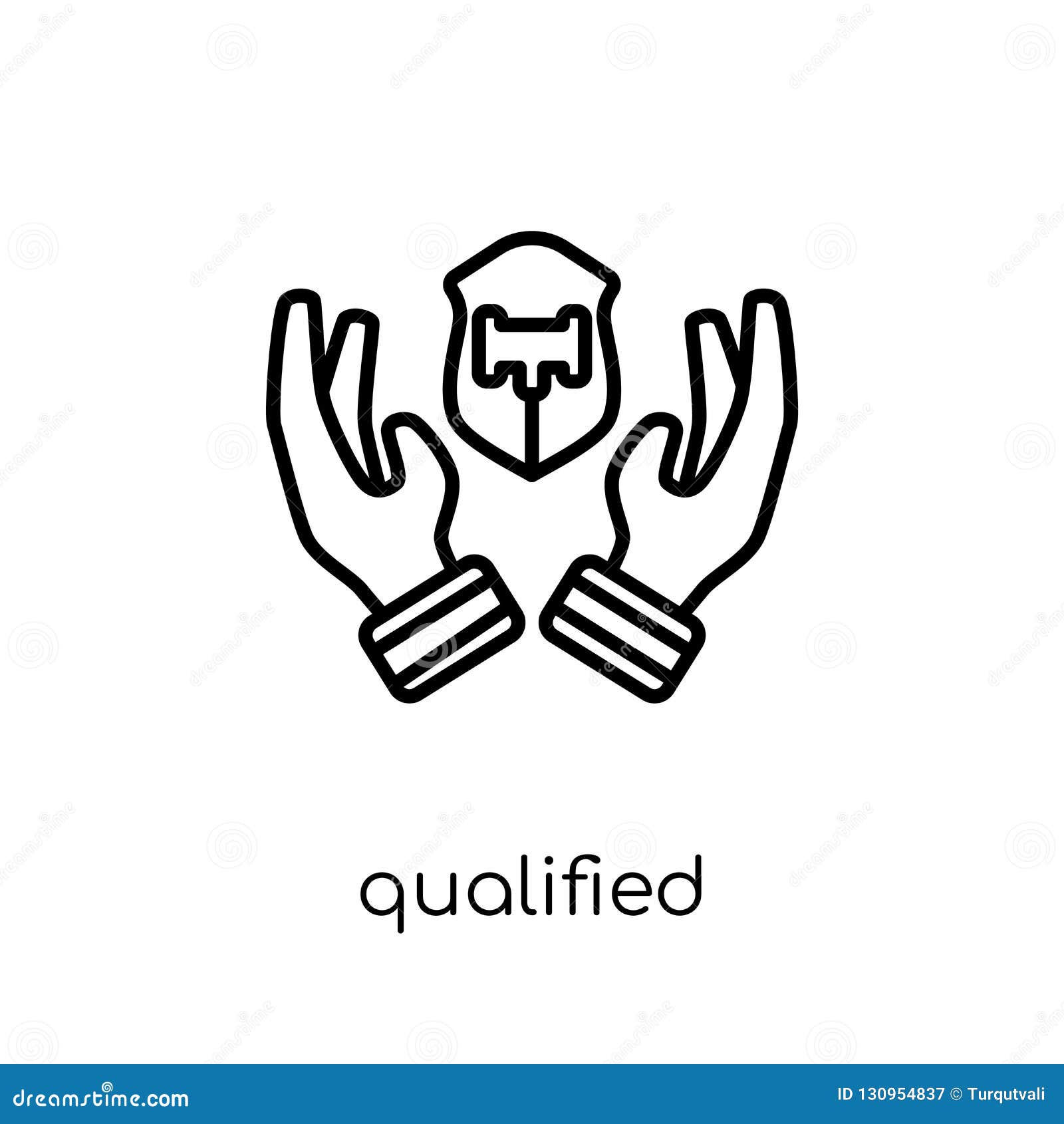 Qualified Protection Icon. Trendy Modern Flat Linear Vector Qualified Protection Icon on White ...