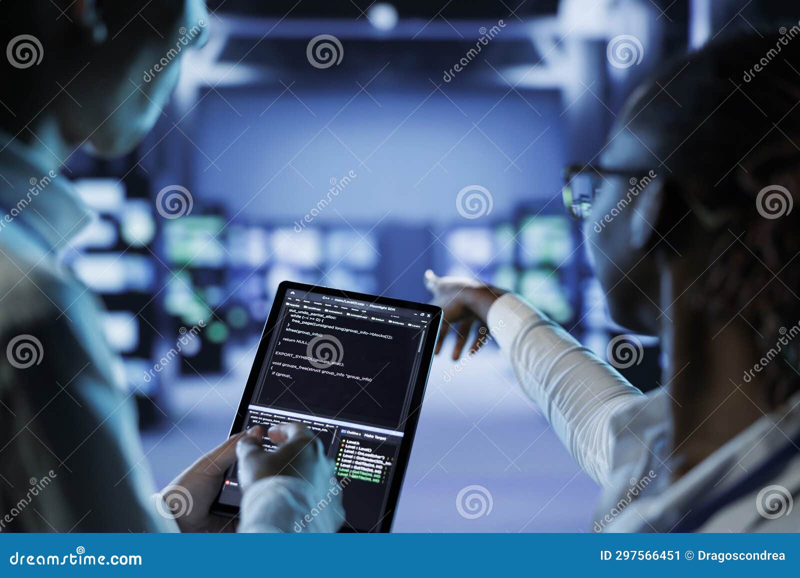 Experts Code on Tablet in Data Center Stock Image - Image of upgrade ...