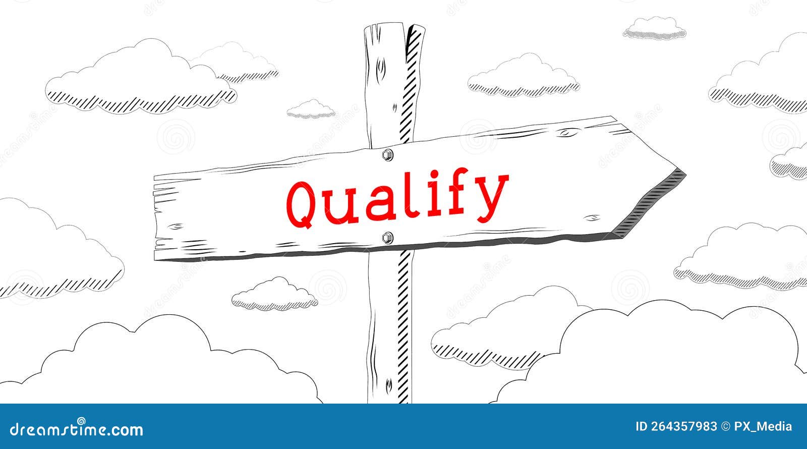 Qualify - Outline Signpost With One Arrow Royalty-Free Stock ...