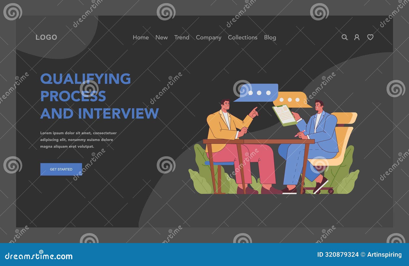 Qualifying Process and Interview. Flat Stock Vector - Illustration of ...