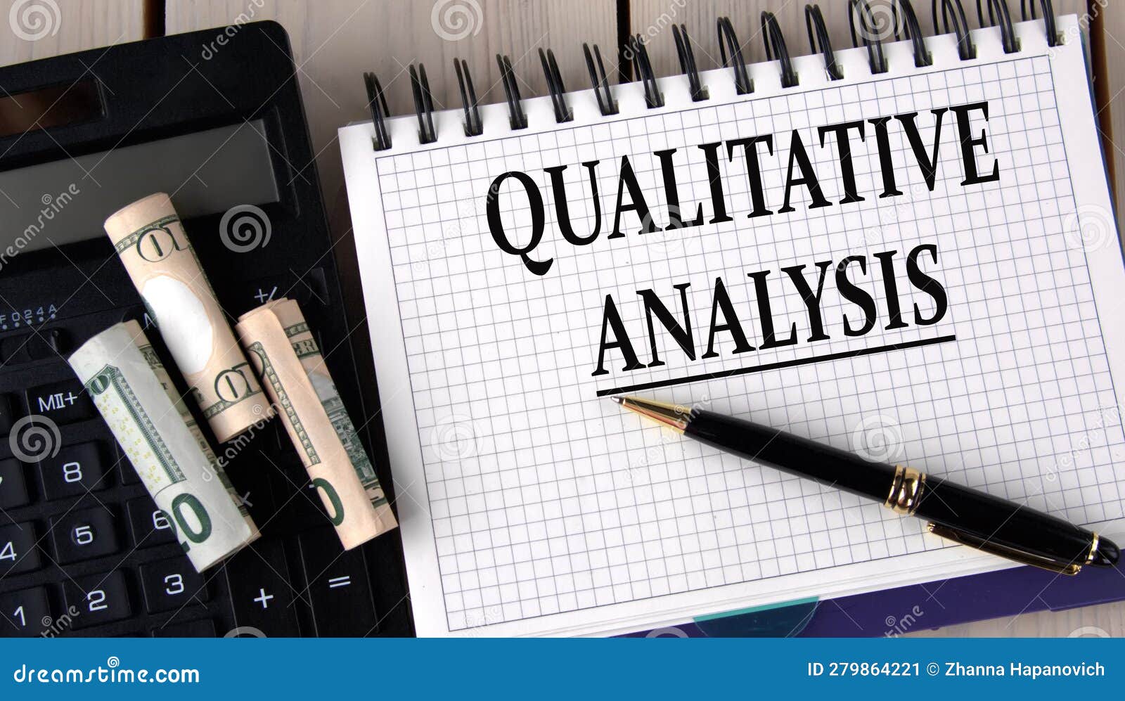QUALITATIVE ANALYSIS - Words in a Notebook on the Background of a ...