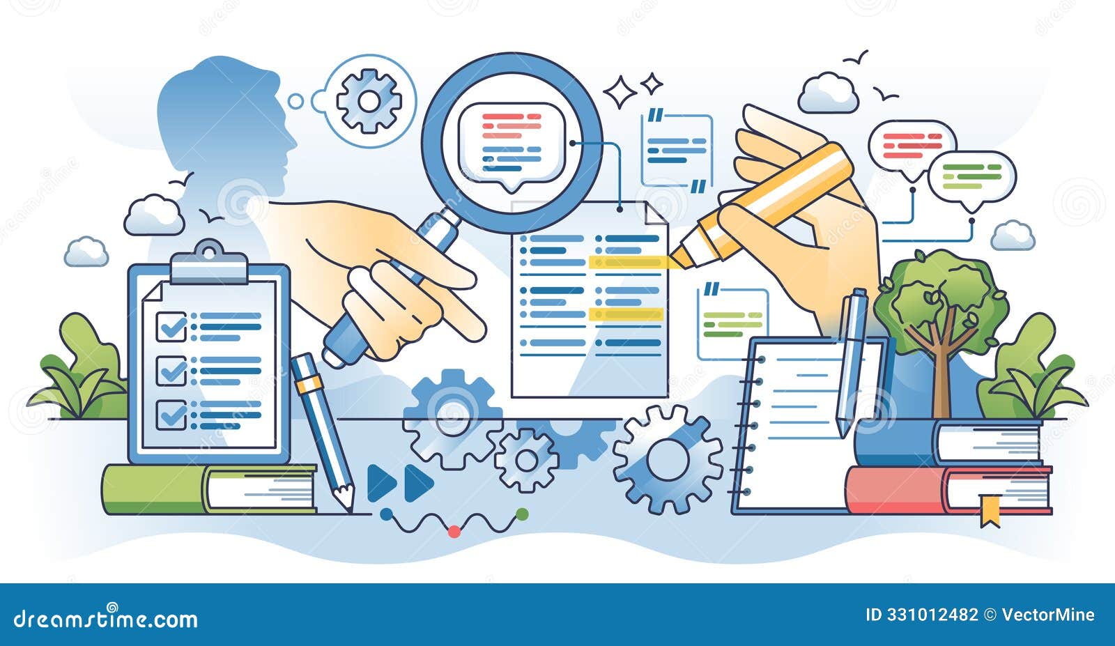 Textual Analysis Icon. Document Evaluation Tool. Cartoon Vector ...