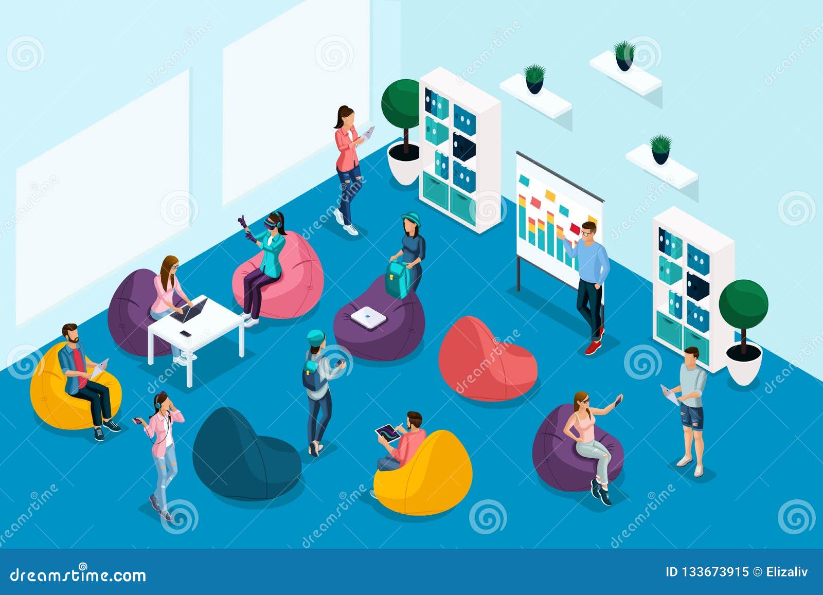 Men Work And Communicate In Office. Informal Friendly Chatting Of ...