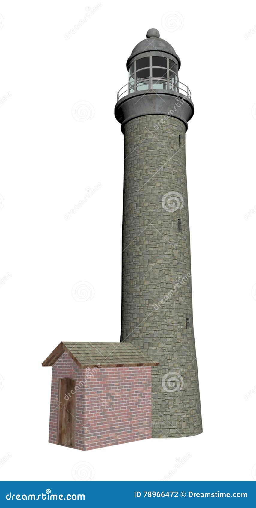Qualitative Model Stone Lighthouse with Small House Stock Illustration ...