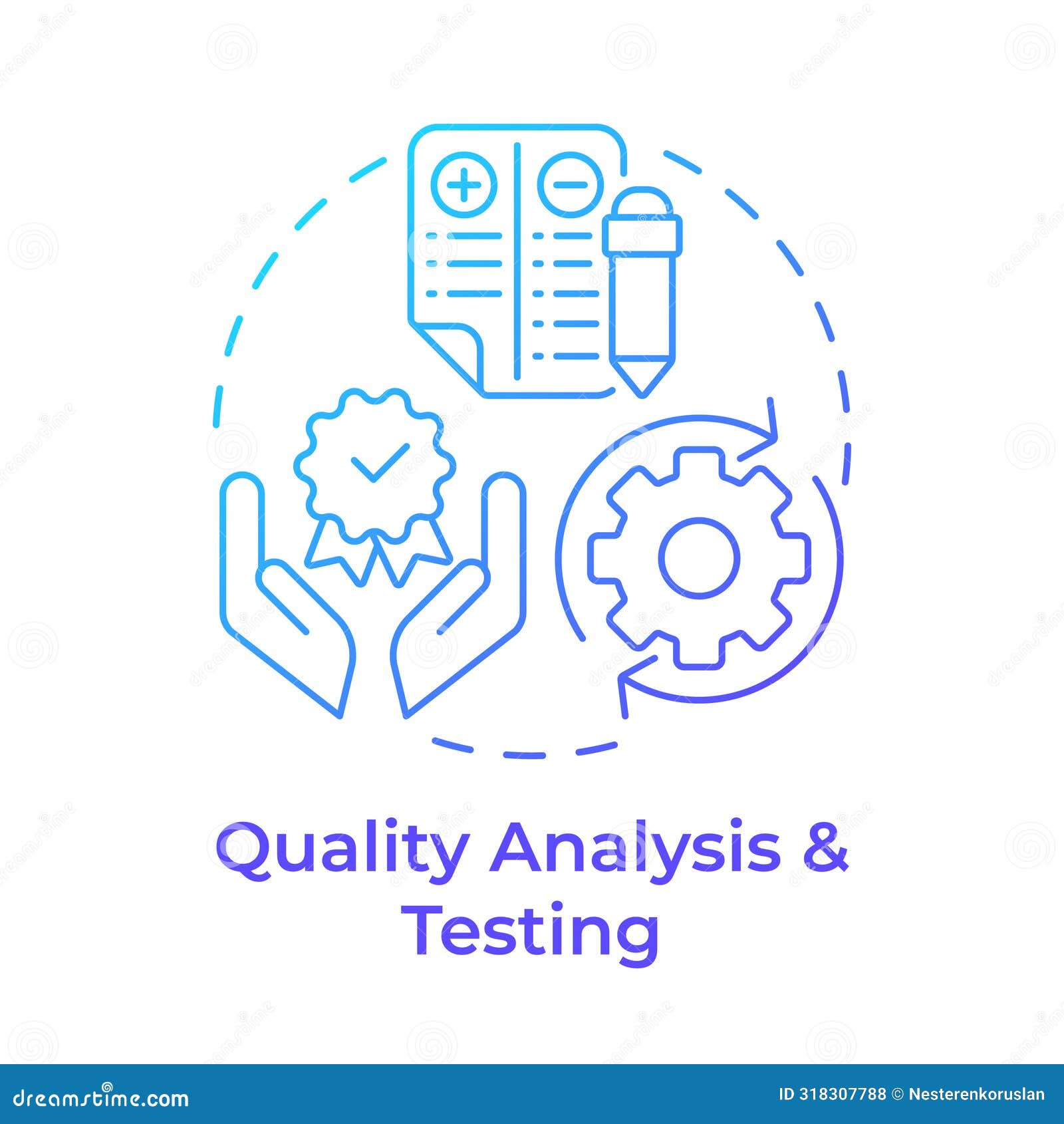 Quality Analysis and Testing Blue Gradient Concept Icon Stock Vector ...