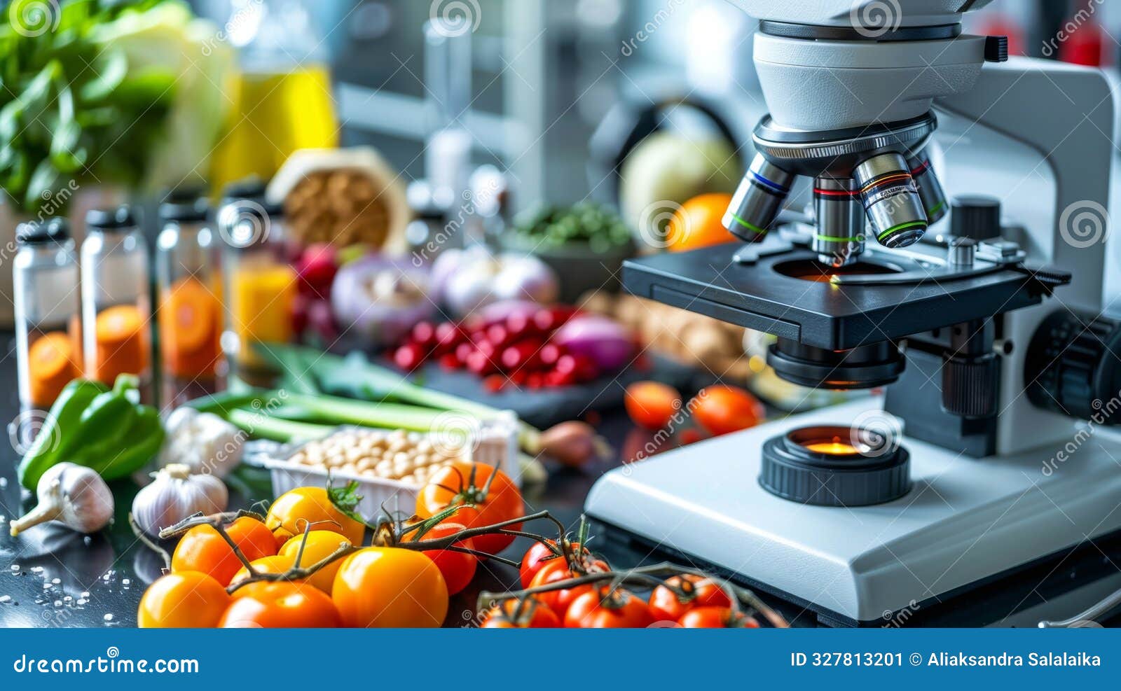 Quality Analysis and Testing with a Microscope on Food Samples in a ...