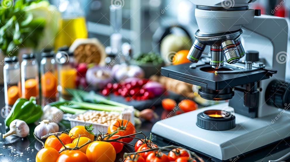 Quality Analysis and Testing with a Microscope on Food Samples in a ...