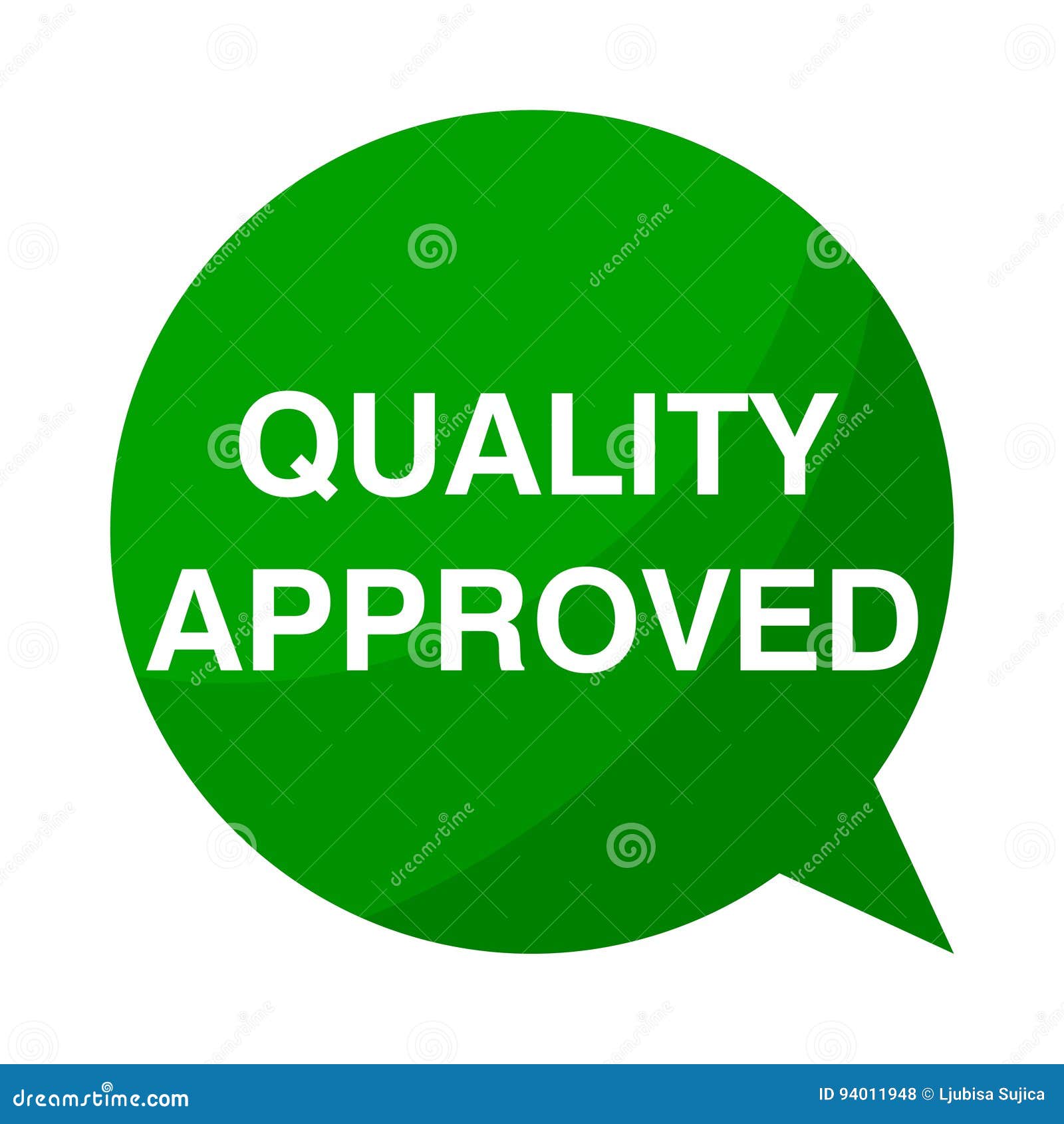 Quality Approved, Green Speech Bubble Stock Vector - Illustration of ...