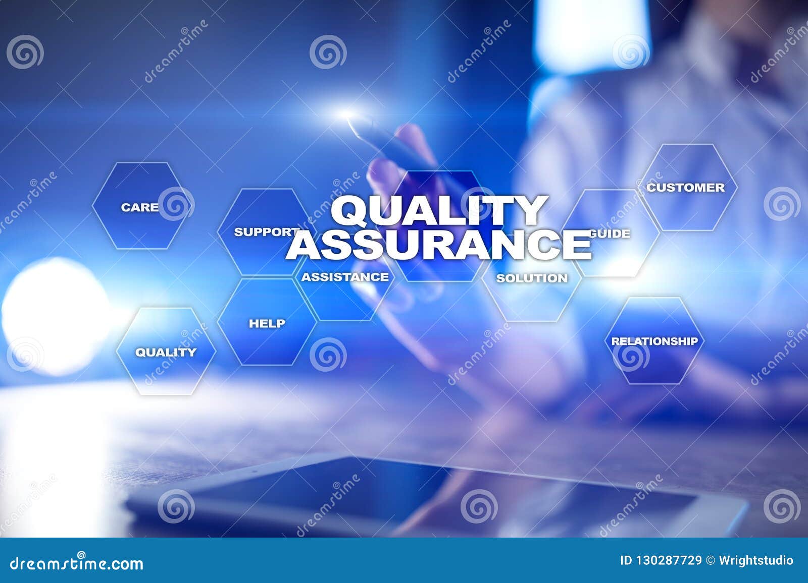 Quality Assurance Concept on the Virtual Screen. Business Concept ...