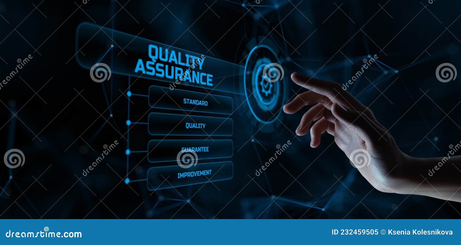 Quality Assurance Control Standards Technology Concept. Robot Hand ...