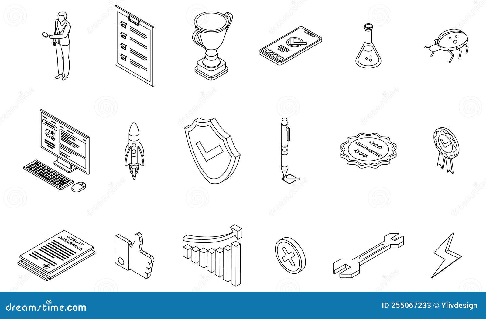 Quality Assurance Icons Set Vector Outline Stock Vector - Illustration ...