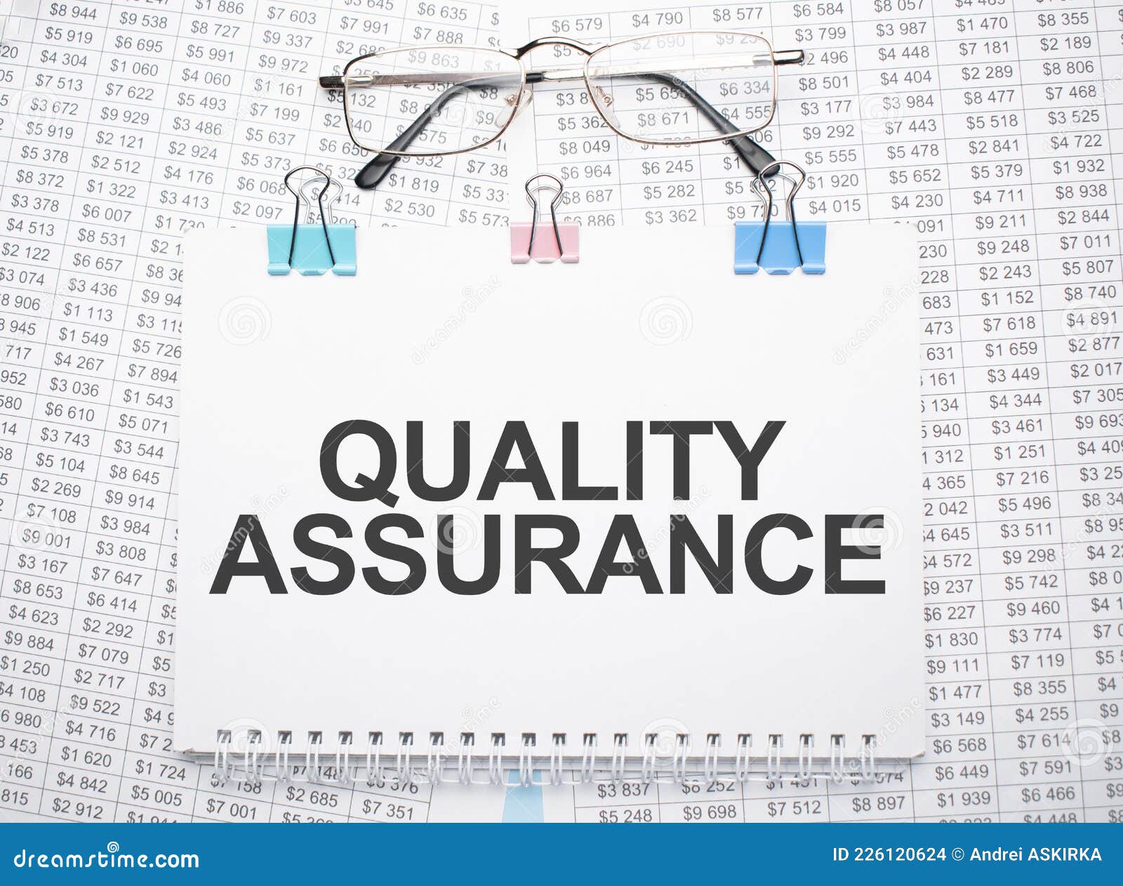 Quality Assurance Text Written on Paper with Pen and Glasses Stock ...