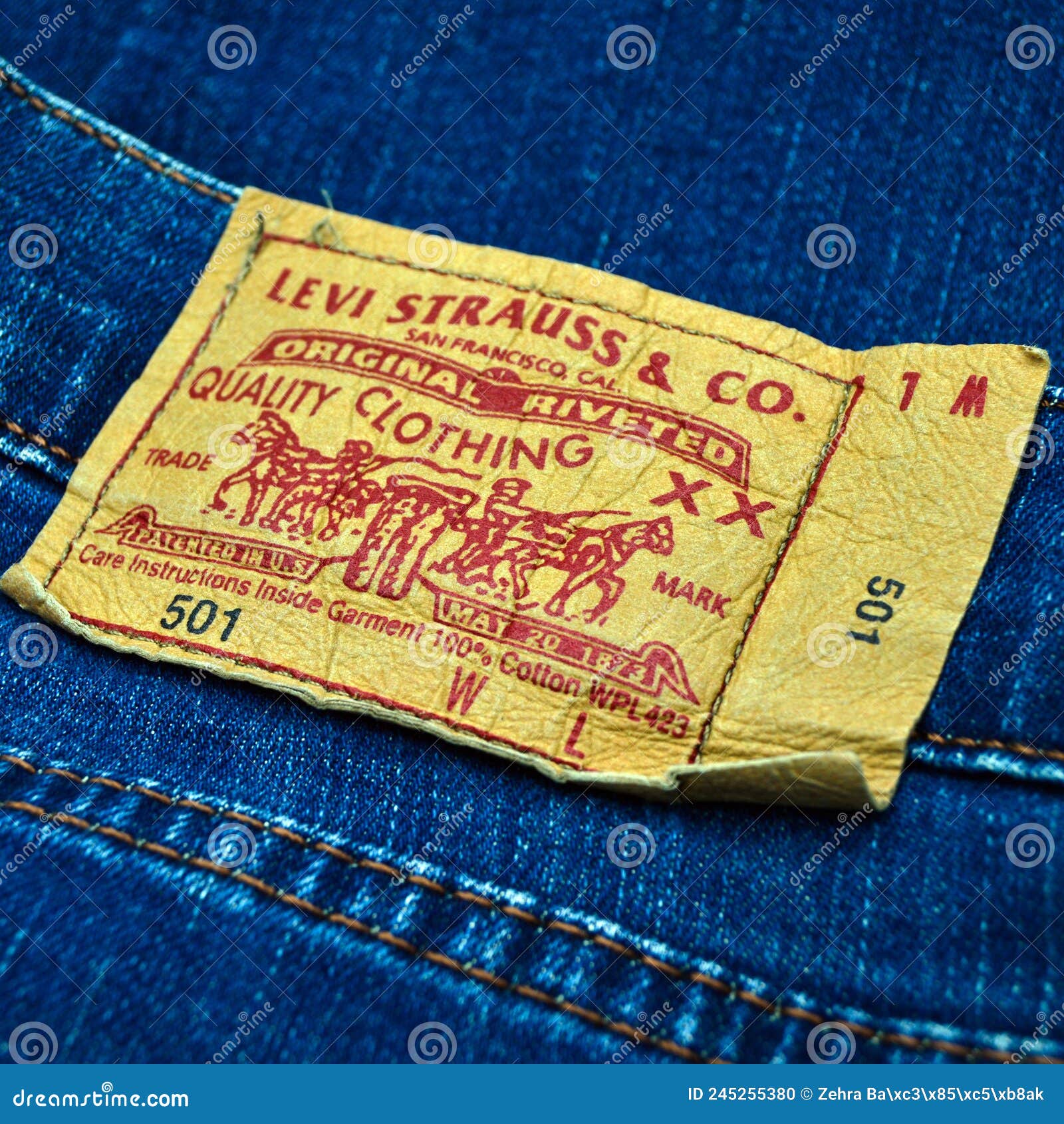 Levi Strauss 501 Label, Blue Jean Editorial Image - Image of detail ...