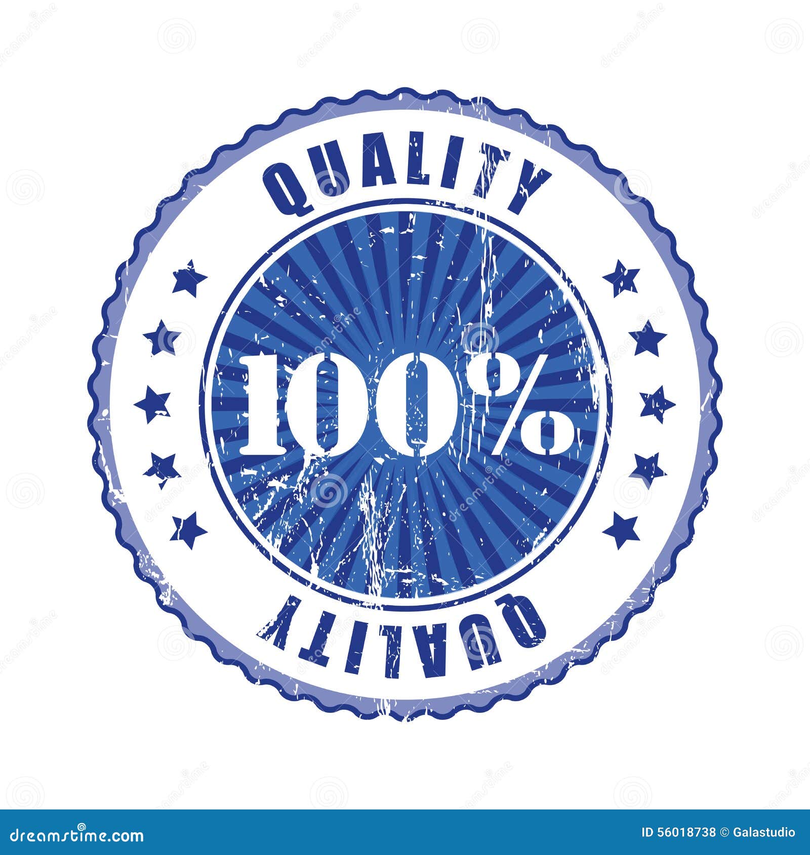 100 and Quality Blue Stamp. Stock Illustration - Illustration of banner ...