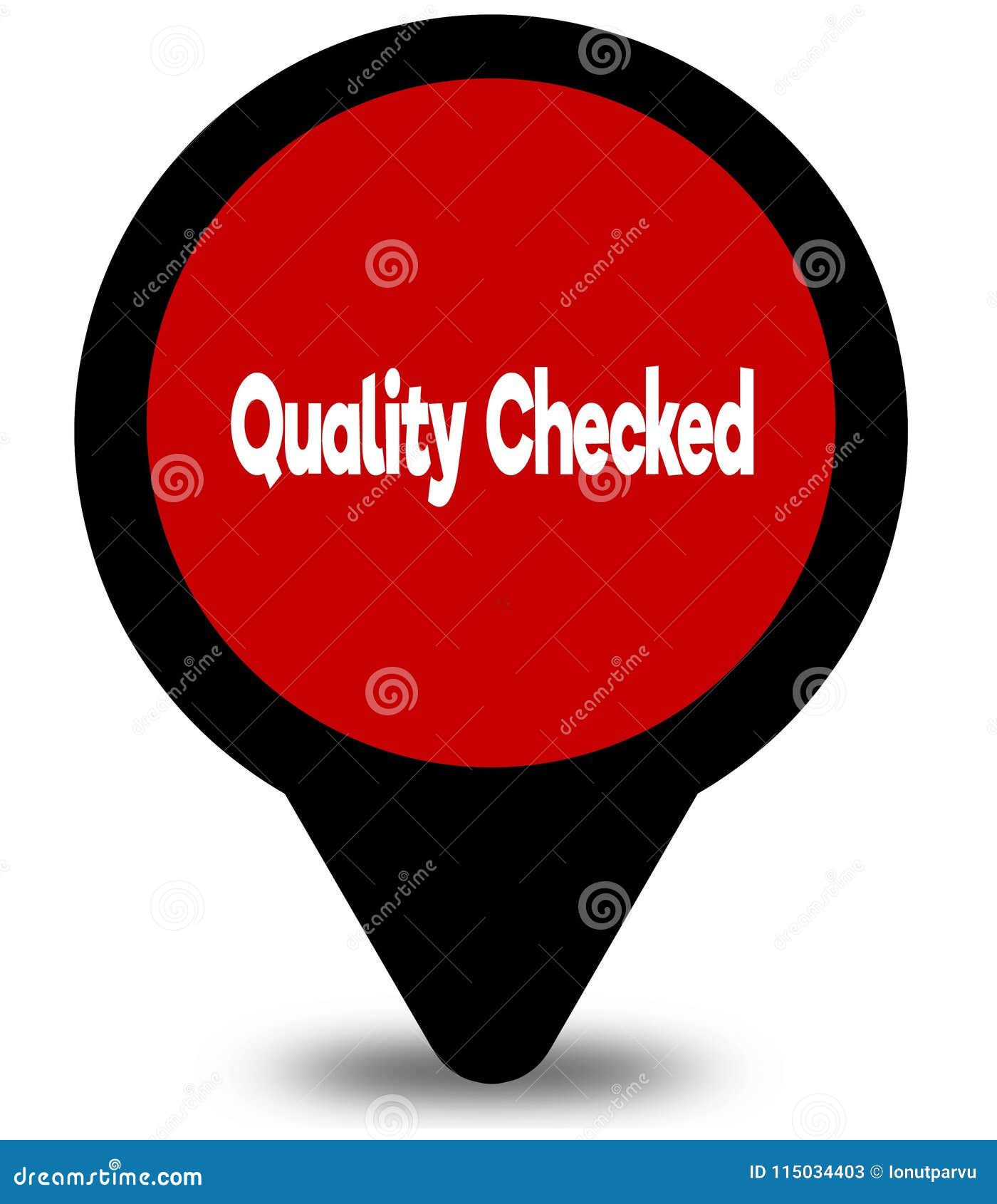 QUALITY CHECKED on Red Location Pointer Illustration Stock Illustration ...