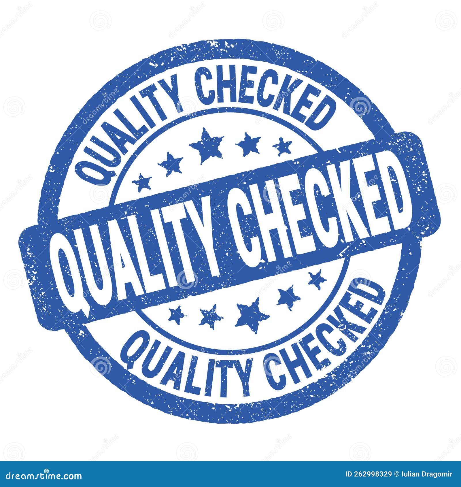 QUALITY CHECKED Text Written on Blue Round Stamp Sign Stock ...