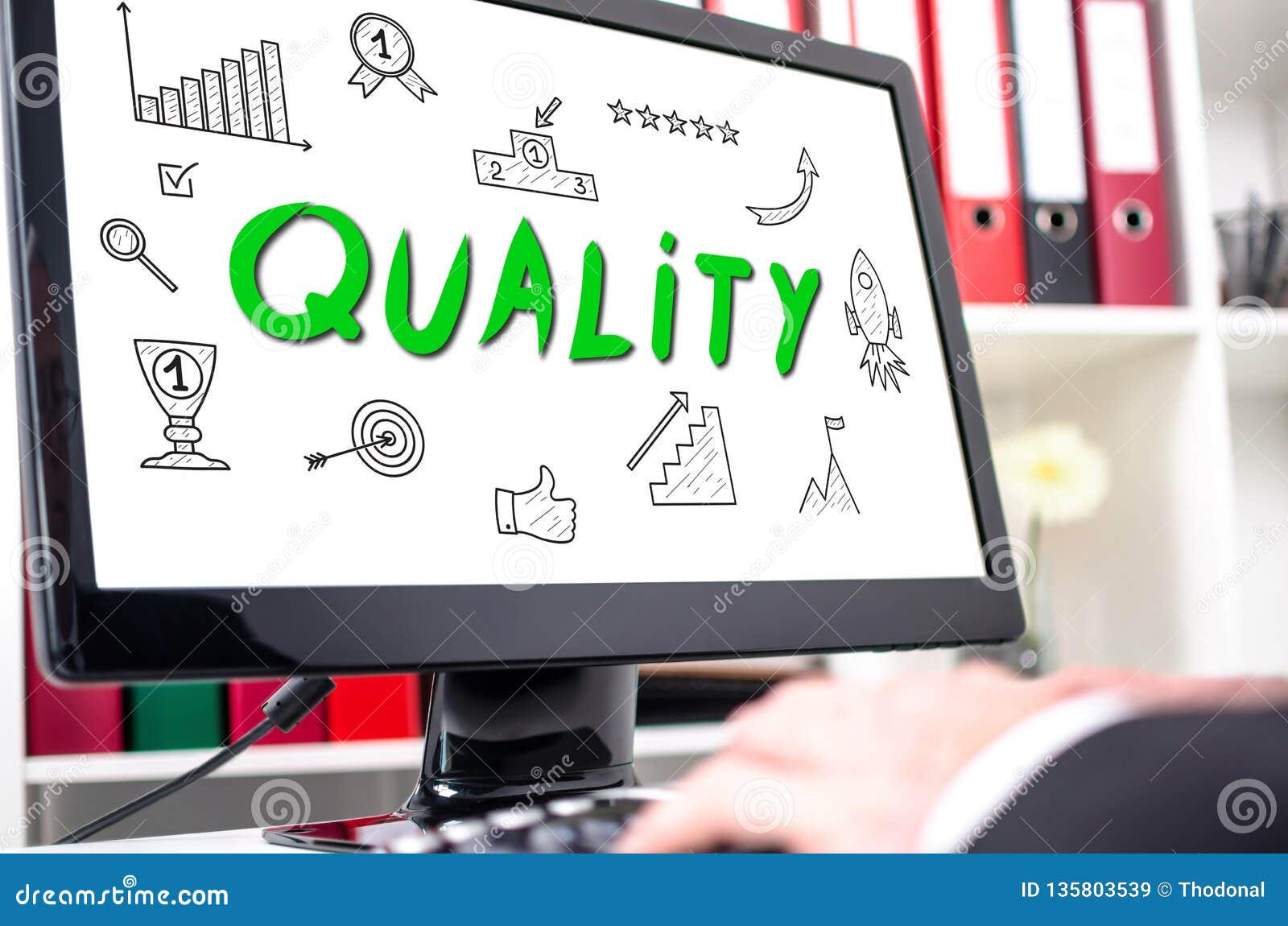 Quality Concept on a Computer Screen Stock Image - Image of success ...