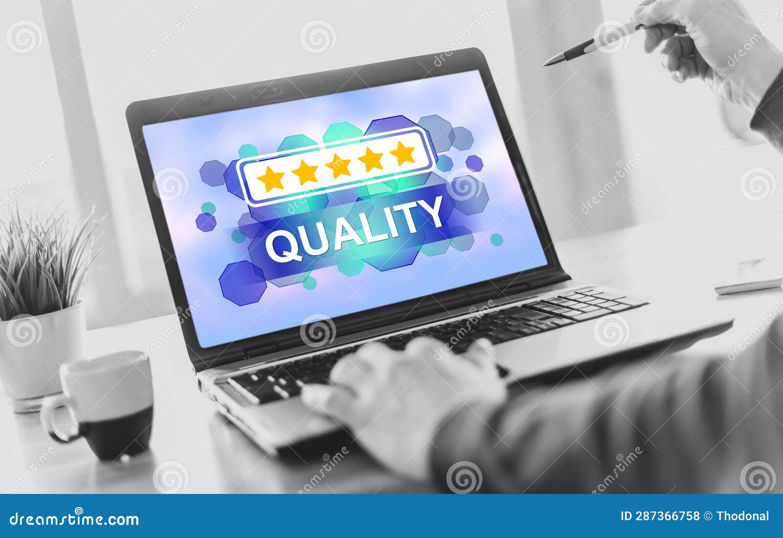 Quality Concept on a Laptop Screen Stock Photo - Image of management ...
