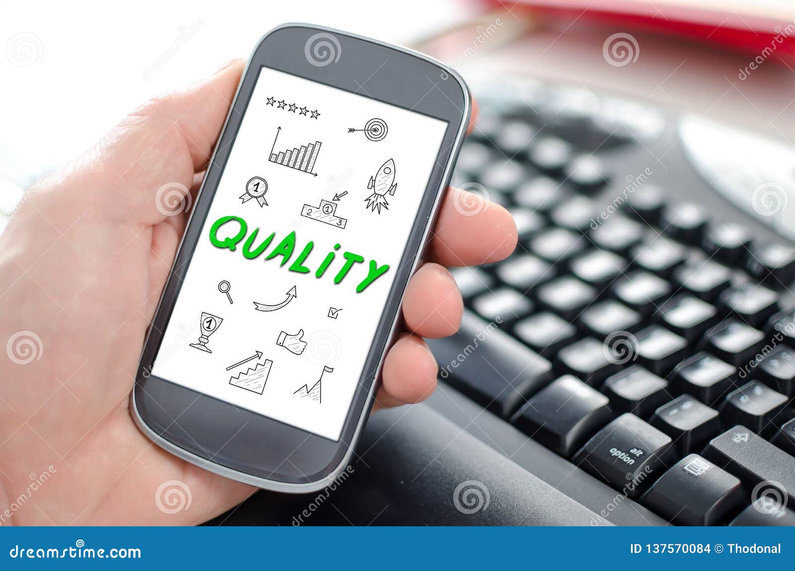 Quality Concept on a Smartphone Stock Photo - Image of phone, control ...