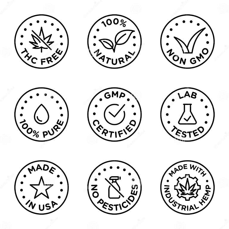 CBD Oil Icons Badge Vector Set Stock Vector - Illustration of guarantee ...