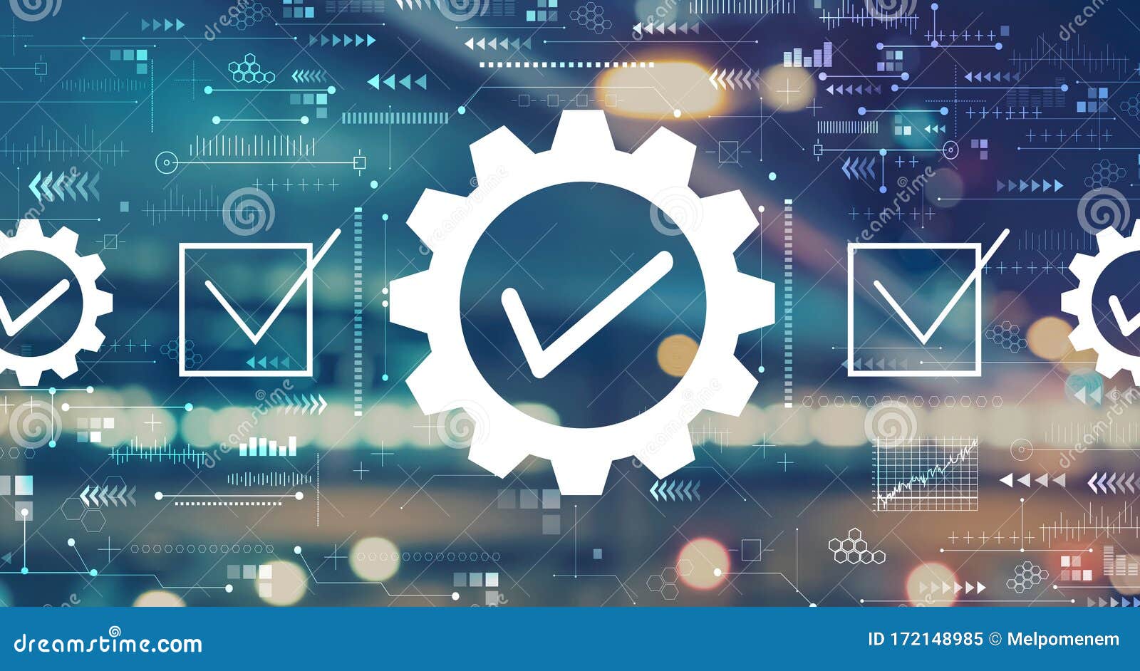 Quality Control Approval with Blurred City Lights Stock Image - Image ...