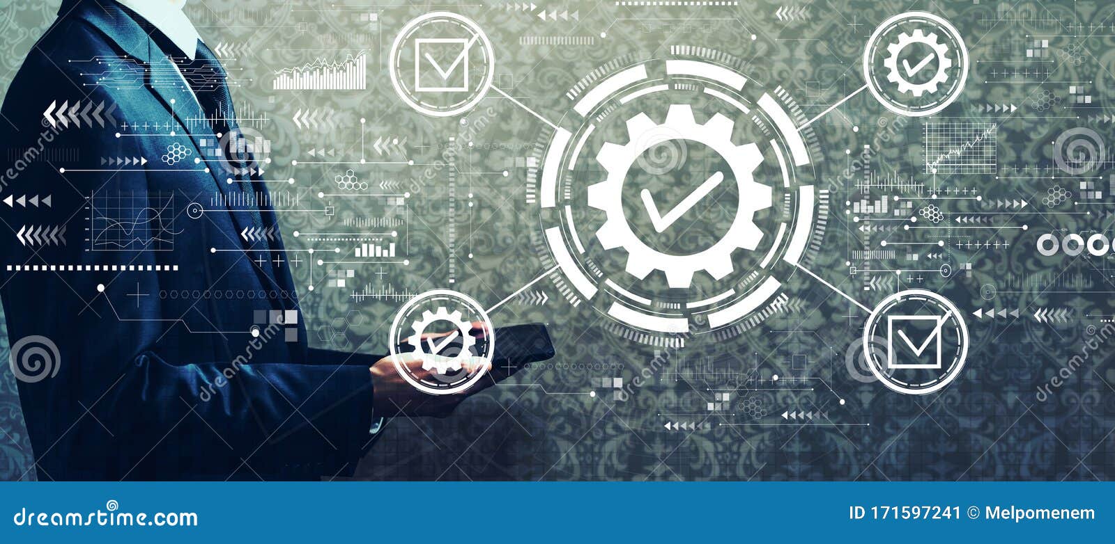 Quality Control Approval with Businessman Holding a Tablet Stock Image ...