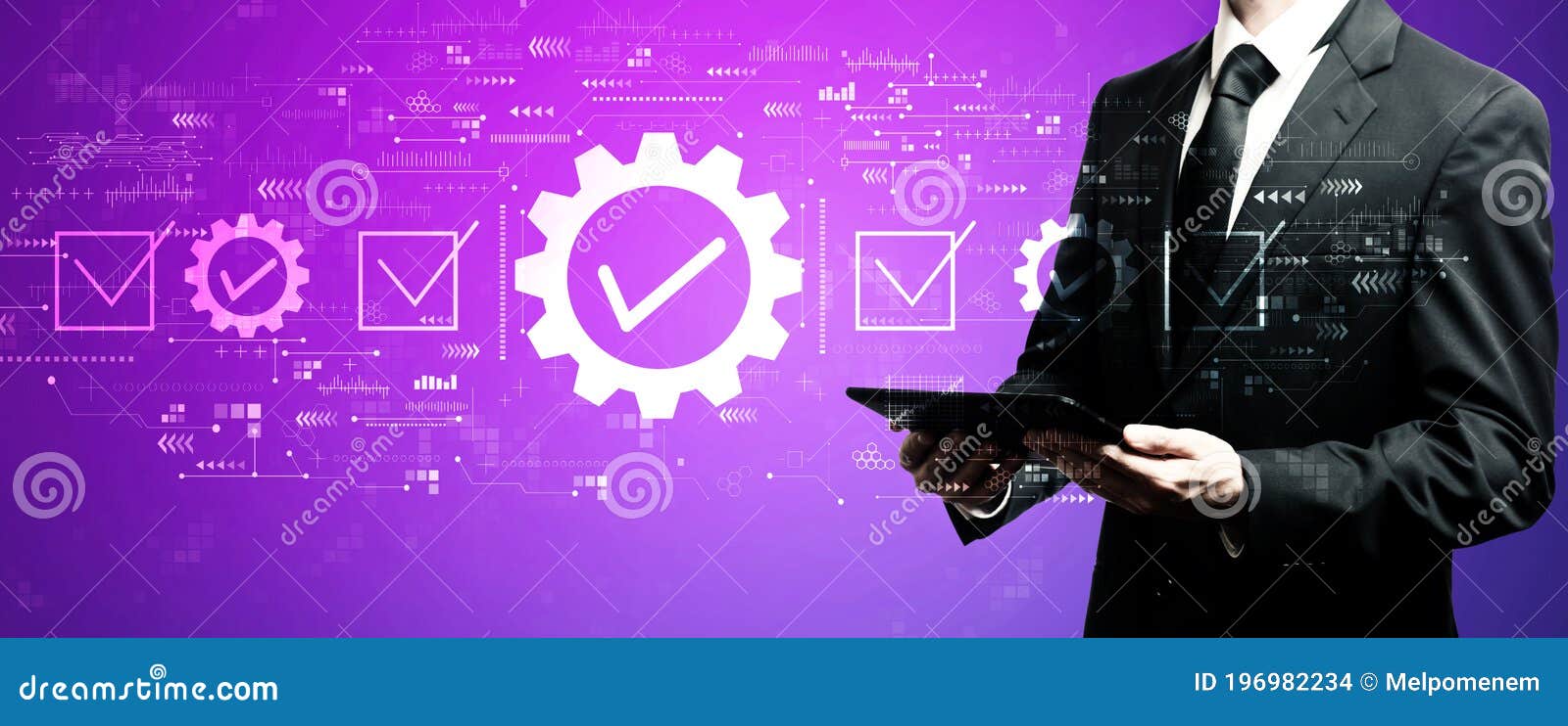 Quality Control Approval with Businessman Using His Tablet Stock Photo ...