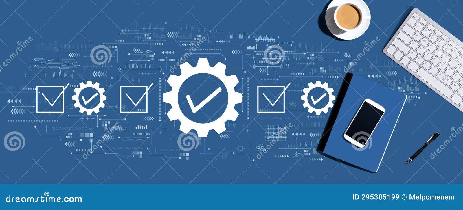 Quality Control Approval with Computer Keyboard and Office Items Stock ...