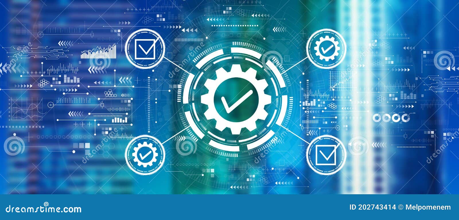 Quality Control Approval with Downtown Skyline Stock Photo - Image of ...