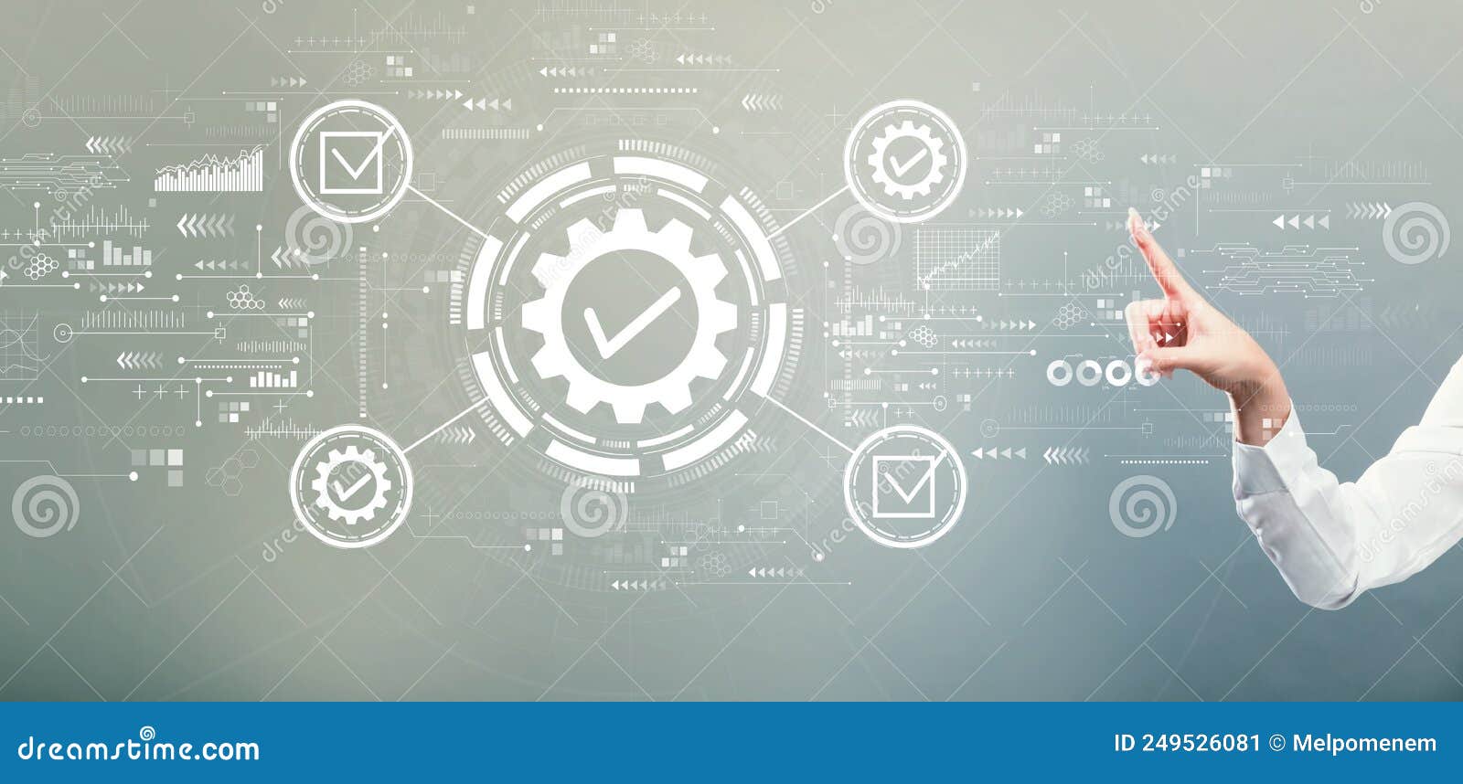 Quality Control Approval with Hand Pressing a Button Stock Image ...